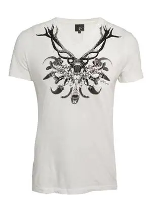 Just Cavalli Graphic V-neck T-shirt - White