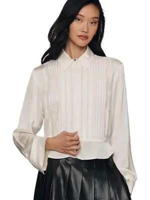 Maeve Long-sleeve Pleated Blouse - Ivory