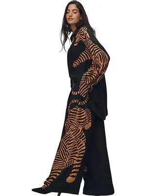 Farm Rio Tiger Print Wide-leg Pants - Black Pattern