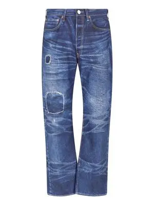 Junya Watanabe Distressed Straight Leg Jeans - Blue