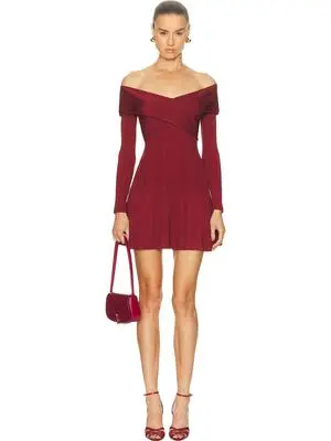 SELF-PORTRAIT Knit Mini Dress - Burgundy