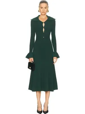 SELF-PORTRAIT Keyhole Midi Dress - Green