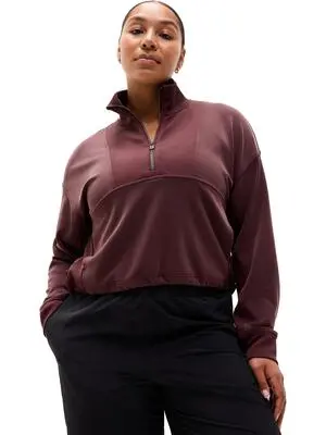Athleta Seasoft Rib Quarter Zip Popover - Garnet