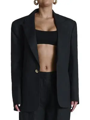 Naked Wardrobe Linen Suited Blazer Black