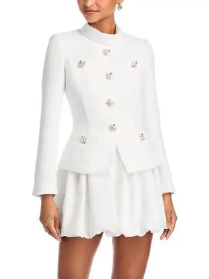 SELF-PORTRAIT Boucle Collared Mini Dress - White
