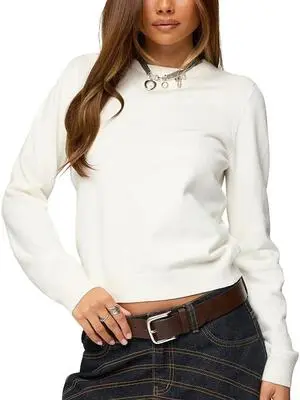 EDIKTED Lizzey Crewneck Sweater - White