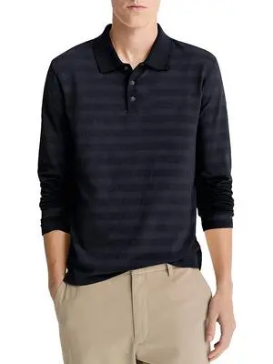 Vince Long Sleeve Jacquard Polo Shirt - Coastal