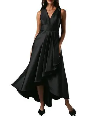 Coast Sleeveless Plunge Waterfall Maxi Dress - Black