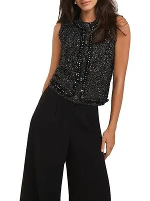 Mint Velvet Embellished Sleeveless Top - Black