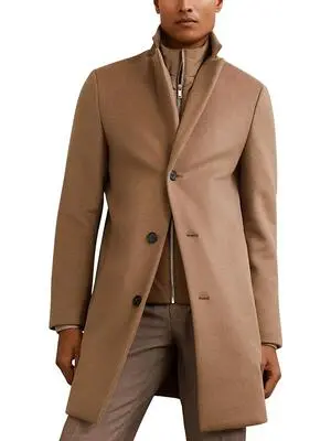 REISS Bibbed Coat - Light Brown