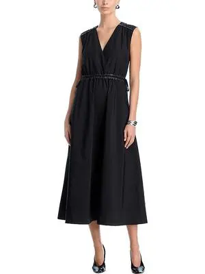 Derek Lam 10 Crosby Eros Faux Leather Trim Poplin Dress - Black