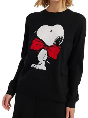 Chinti & Parker Wool Cashmere Snoopy Sweater With Bow Tie - Black