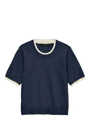Vero Moda Vmwonderful Short Sleeve Sweater - Navy