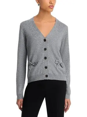 Jumper 1234 Cashmere Bow Pocket Cardigan - Cloudy
