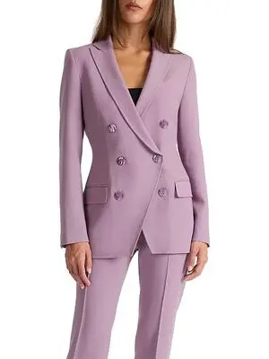 Santorelli Paco Double-breasted Six-button Wool Stretch Jacket - Dusty Lilac