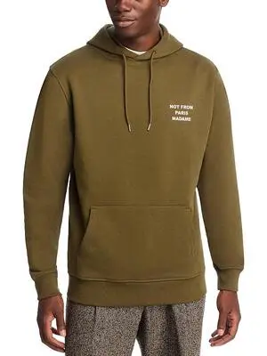 Drole De Monsieur Slogan Drawstring Hoodie - Khaki