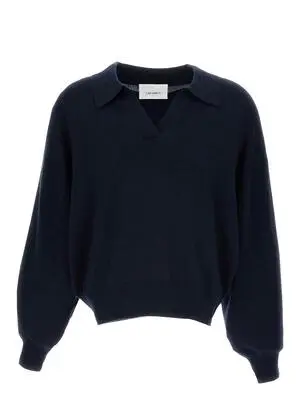 LISA YANG Virgin Wool Polo Sweater - Blue