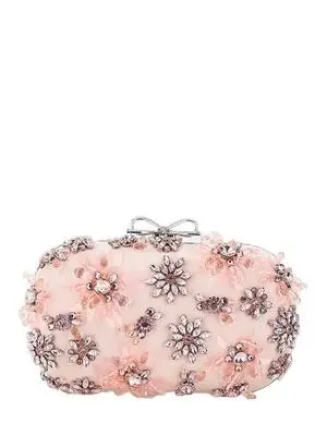 SELF-PORTRAIT Satin Clutch With Crystals And Chain Strap