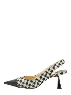 JIMMY CHOO Houndstooth Leather Slingback Pumps - Black
