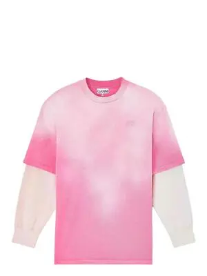 GANNI Layered Logo T-shirt - Pink