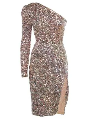 BRONX AND BRONCO Sequin One-shoulder Midi Dress - Neutrals