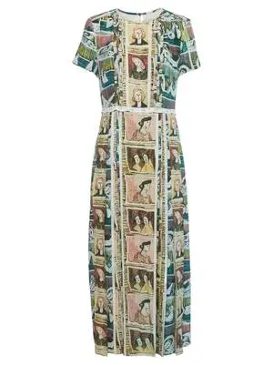 Burberry Silk Portrait Print Maxi Dress - Neutrals