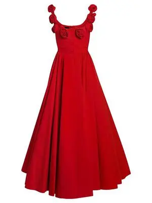Giambattista Valli Rose-embellished Maxi Dress - Red