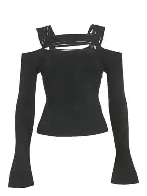 Simkhai Ribbed Knit Shoulder-cutout Top - Black