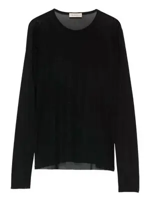 BLANCA VITA Long-sleeve Crew-neck Top - Black