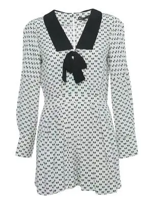Maje Bow-print Collared Playsuit - White