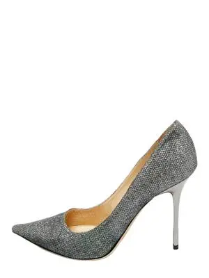 JIMMY CHOO Glitter Pointed-toe Pumps - Silver