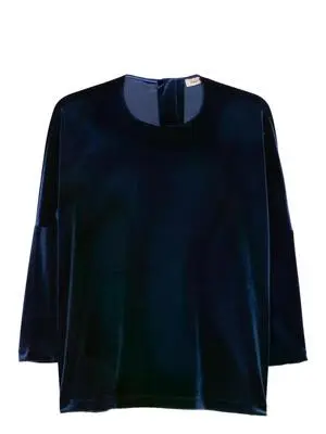 BLANCA VITA Velvet Long-sleeved Top - Blue