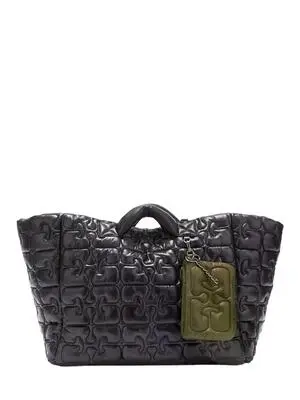 GANNI Xxl Logo-quilted Tote Bag - Black
