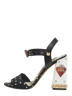 Dolce & Gabbana Polka-dot Heart Buckle Sandals - Black