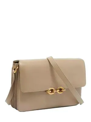 Saint Laurent Le Maillon Leather Shoulder Bag - Neutrals