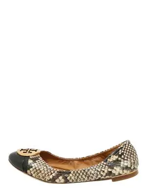 Tory Burch Python-embossed Ballerina Flats - Neutrals