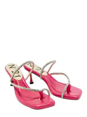 N°21 Leather Crystal-embellished Thong Sandals - Pink