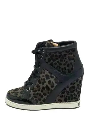 JIMMY CHOO Calf-hair Leopard Sneakers - Black