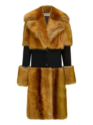 FERRAGAMO Shearling Wool Coat - Brown