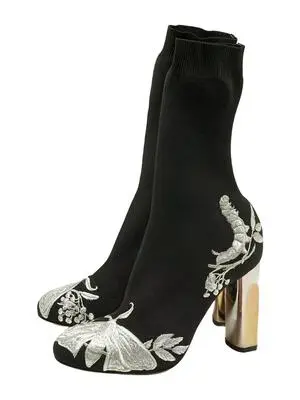 ALEXANDER MCQUEEN Knit Embroidered Ankle Boots