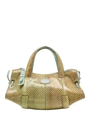 TOD'S Python Leather Tote Bag - Neutrals