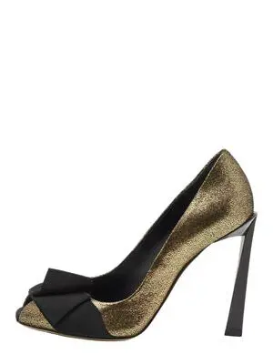 LANVIN Bow Peep-toe Pumps - Gold