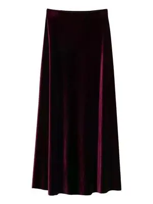 BLANCA VITA Velvet-texture Midi Skirt - Purple