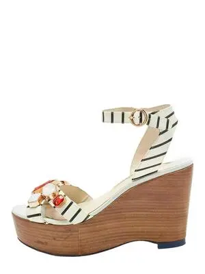 SOPHIA WEBSTER Suki Gem Striped Wedge Sandals - White