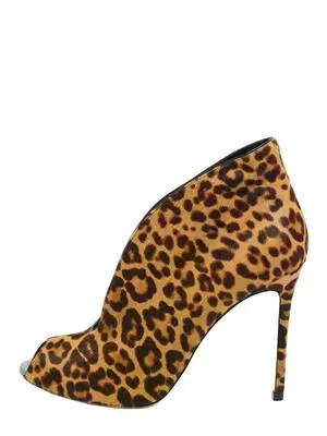 GIANVITO ROSSI Animal-print Peep-toe Boots - Brown