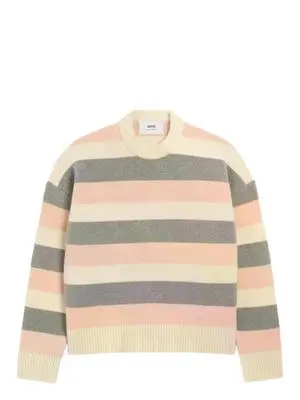 Ami Striped Crew-neck Sweater - Neutrals