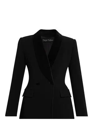 SERGIO HUDSON Velvet Shawl Collar Tuxedo Blazer - Ebony