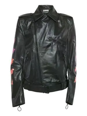 Off-White Arrow-motif Leather Jacket - Black