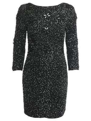 ARMANI Sequined Beaded Mini Dress - Black