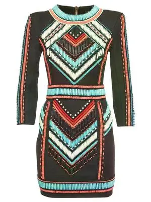 Balmain Beaded Mini Dress - Black